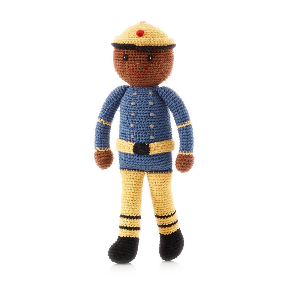 Crocheted Fireman Toy – Green Beans Toys