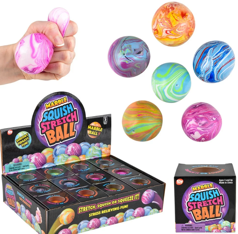 Squish And Stretch Marbleized Gummi Ball (ONE) – Green Beans Toys
